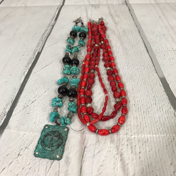 Jewelry | Two Hand Beaded Necklaces W Pendant | Poshmark
